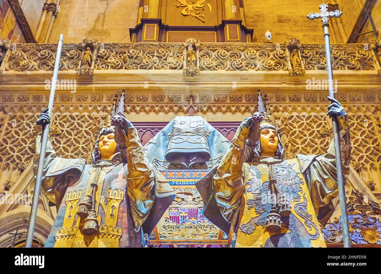 SEVILLE, SPAIN - SEPTEMBER 29, 2019: The sculptural ensemble of ...