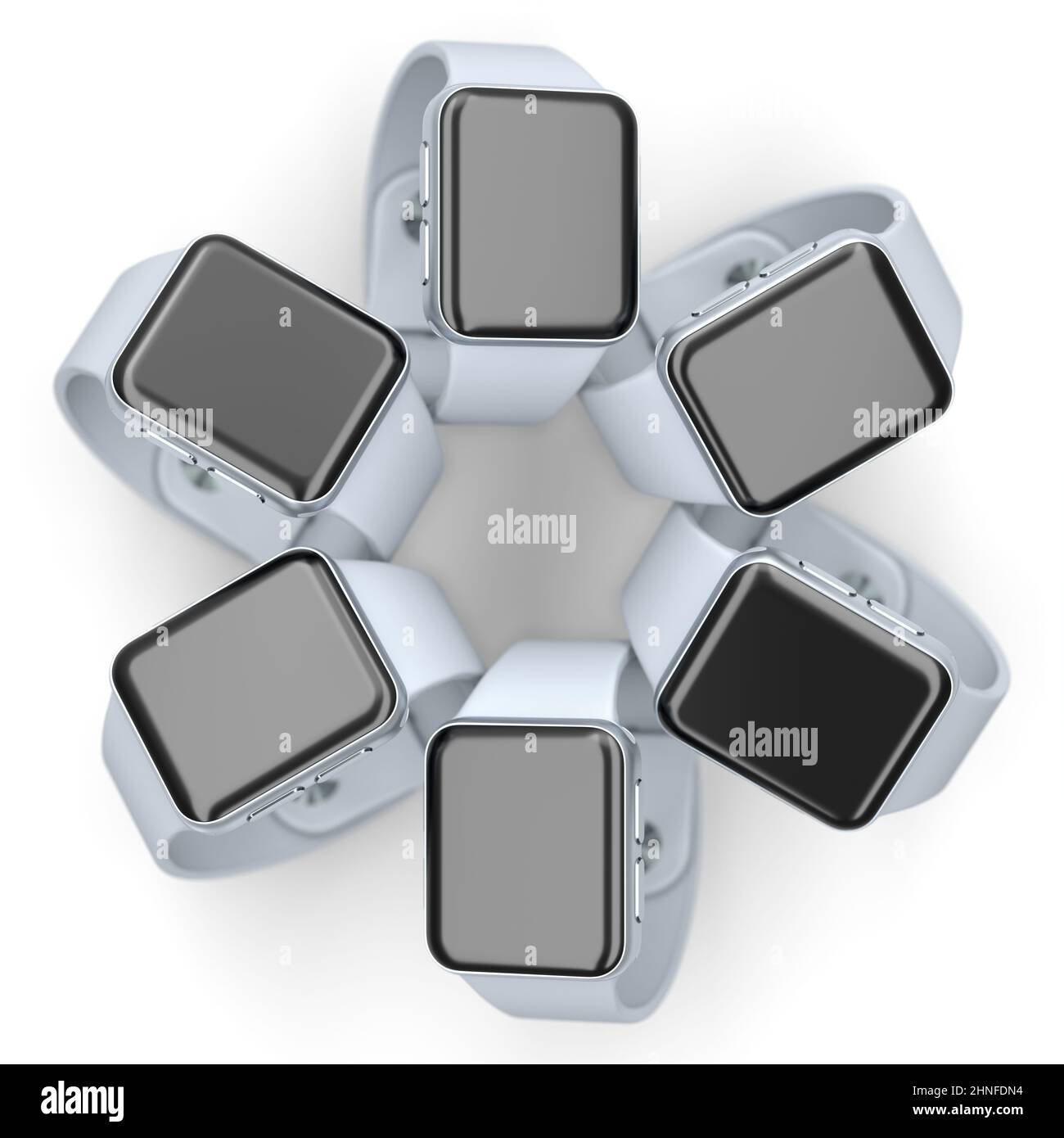 Set of smart watches or fitness tracker like flower pattern on white ...