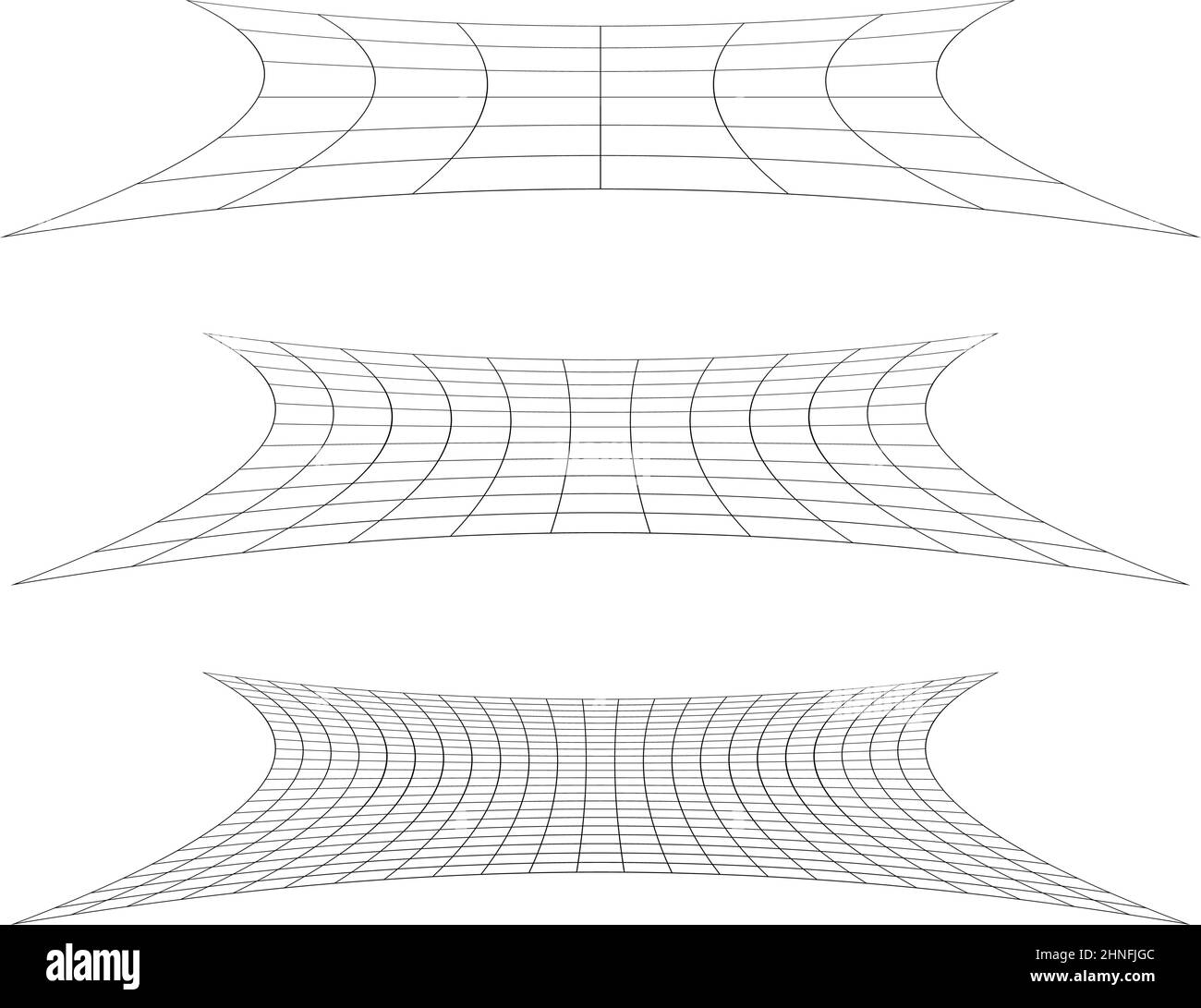 Graticule grid, mesh plane with deform, distortion effect. Reticulate, grate, plexus abstract ...