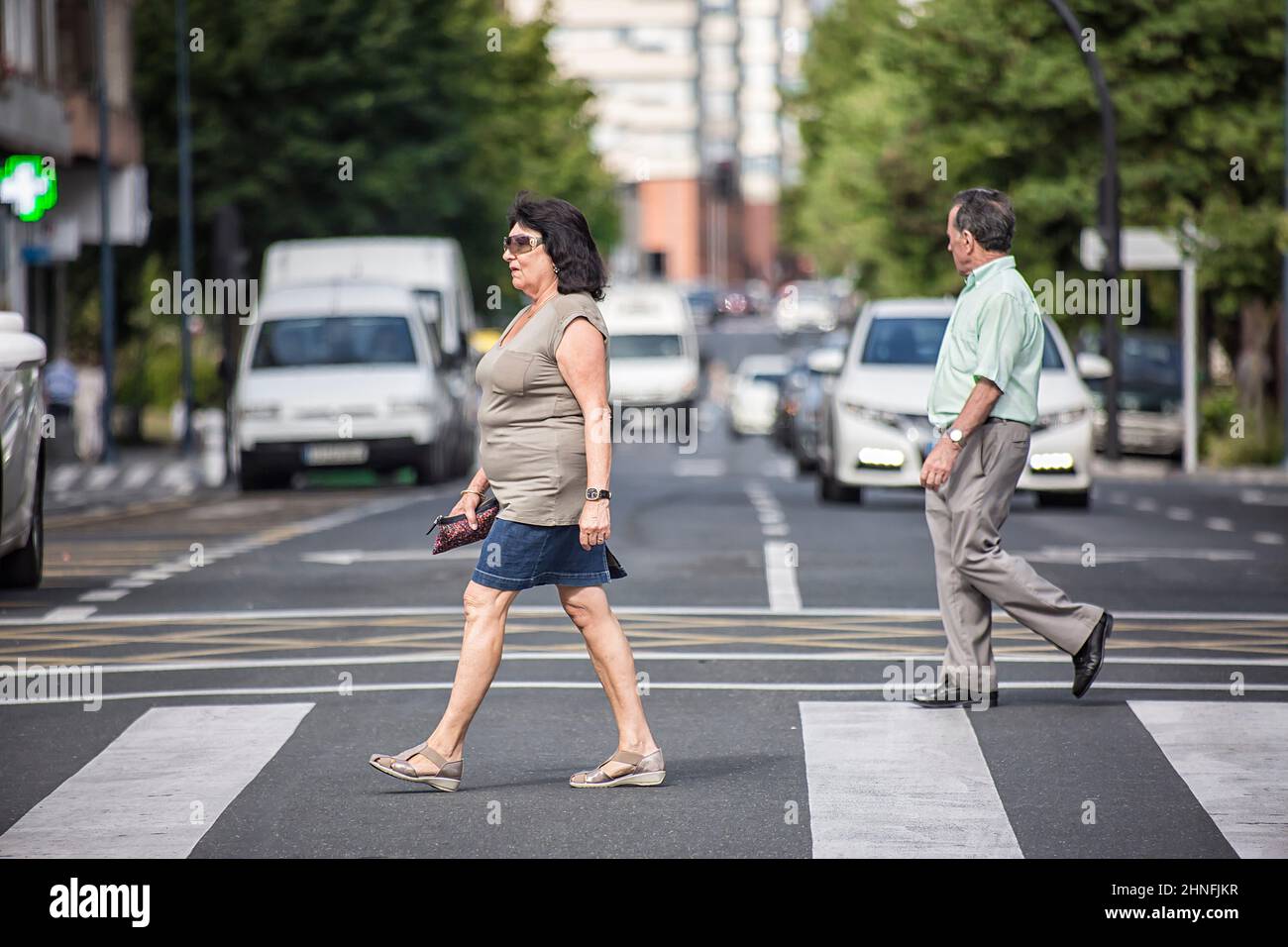 Mobility in the city of Vitoria, pedestrians crossing the pedestrian ...