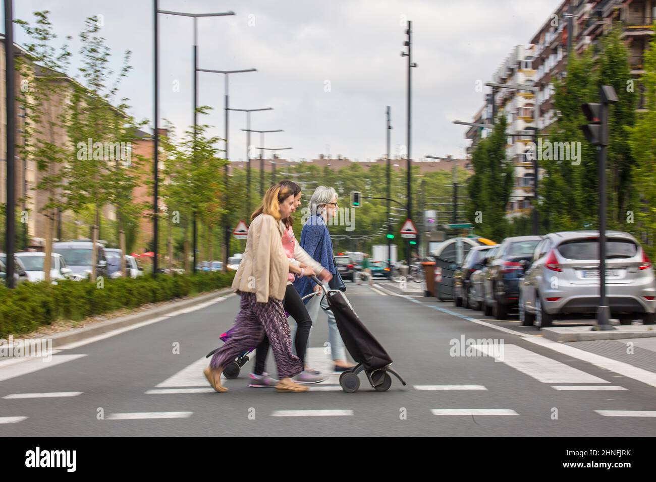 Mobility in the city of Vitoria, pedestrians crossing the pedestrian ...