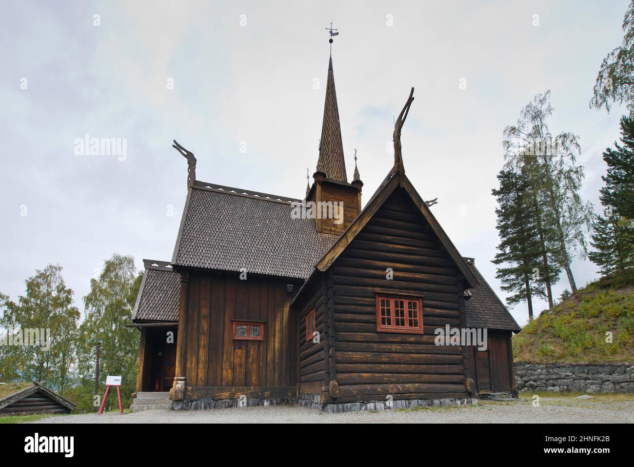 Stave Church at Mahaugen Open Air Museum, Lillehammer, Norway Stock ...