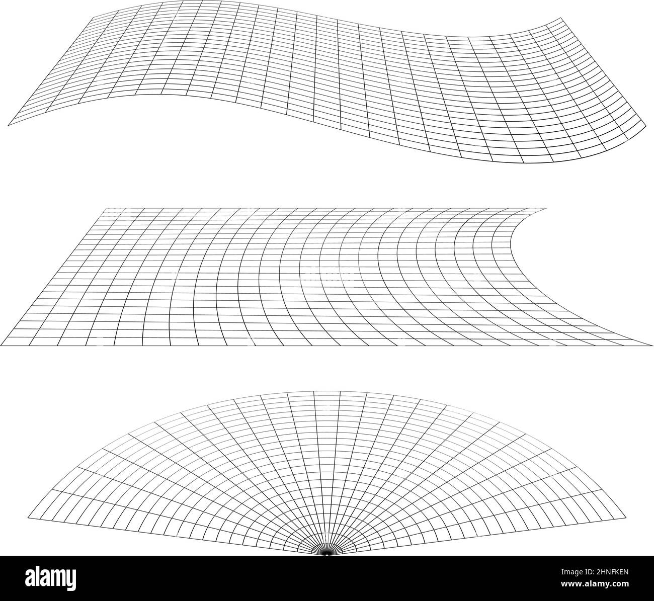 Graticule grid, mesh plane with deform, distortion effect. Reticulate ...