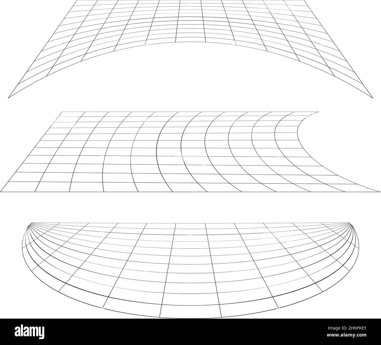 Graticule grid, mesh plane with deform, distortion effect. Reticulate ...