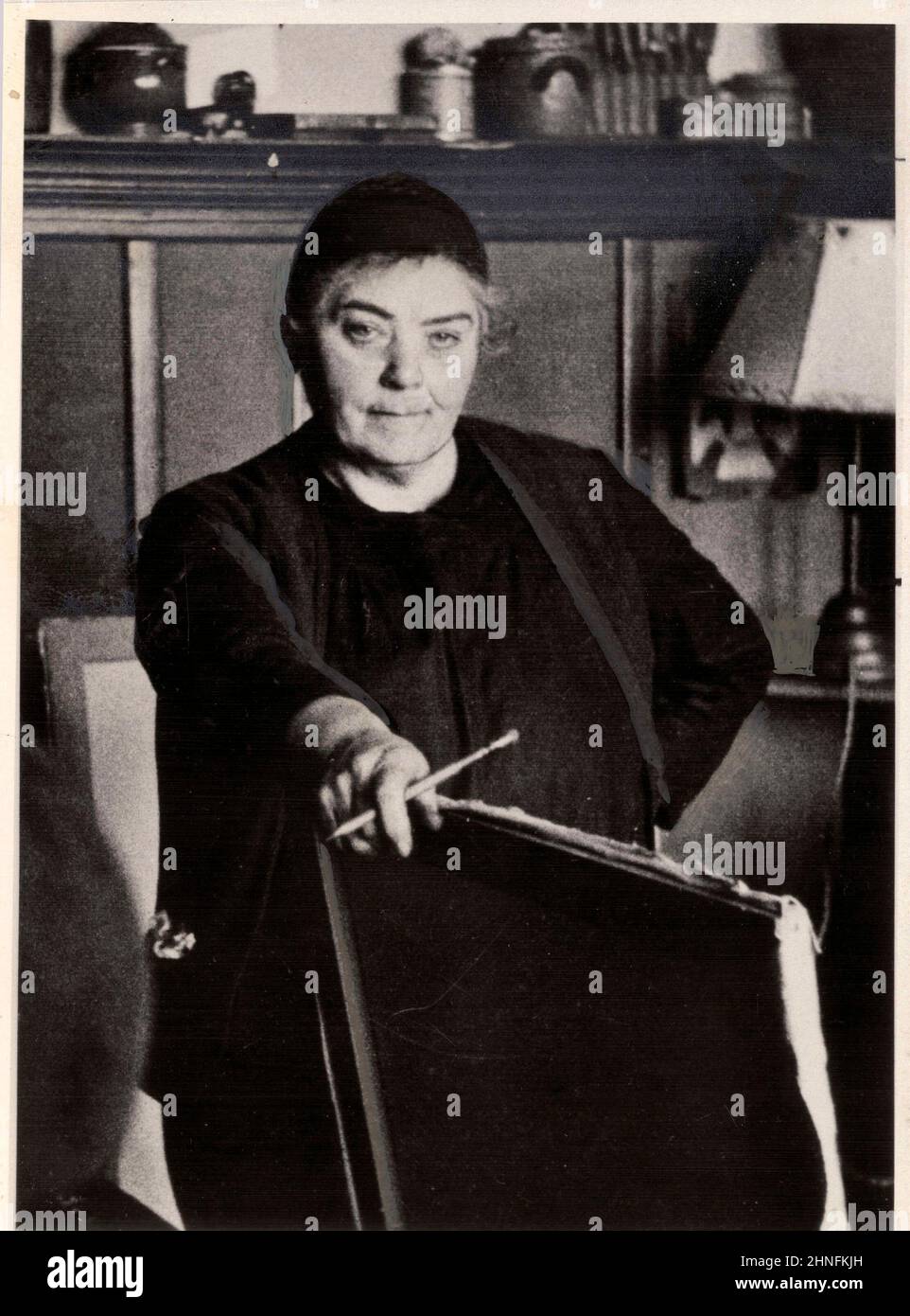 Portrait of Canadian artist Emily Carr ca. 1930 in her studio, British ...