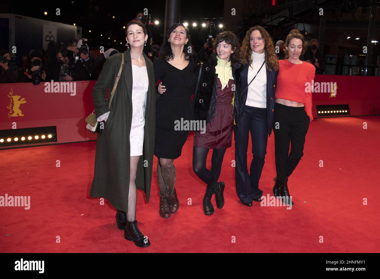 Berlin, Germany, February 16, 2022, Actress Aude Mathieu, actress Laure ...