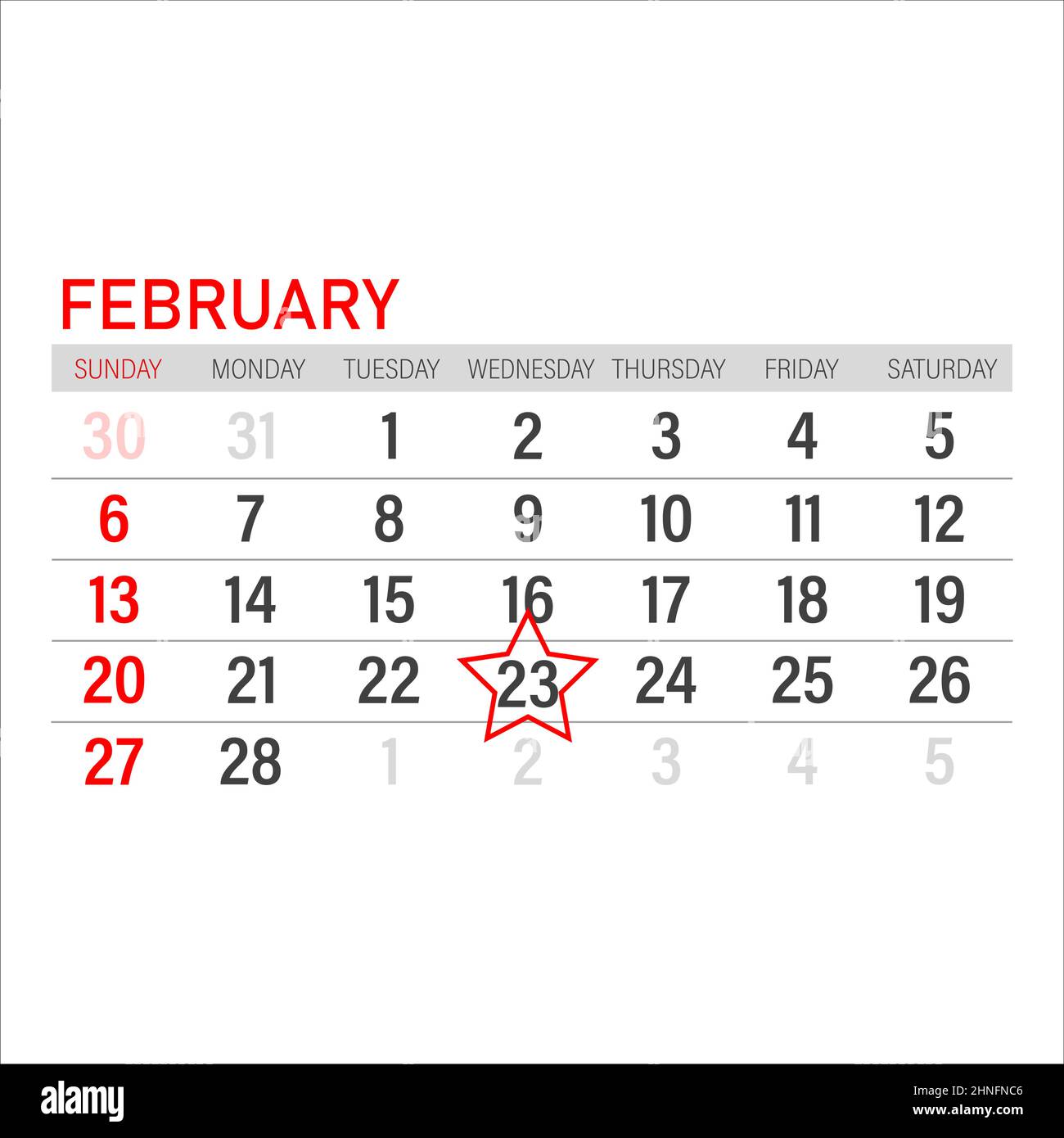 February 23 on the calendar. Drawing on a white background Stock Vector ...