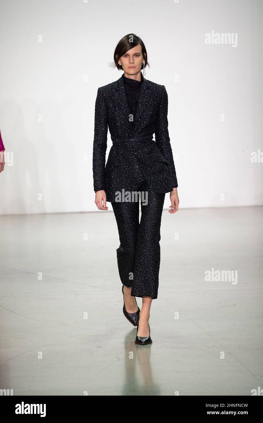 New York, NY on February 16, 2022, Model walks on the runway at the ... New York, NY on February 16, 2022, Model walks on the runway at the ...