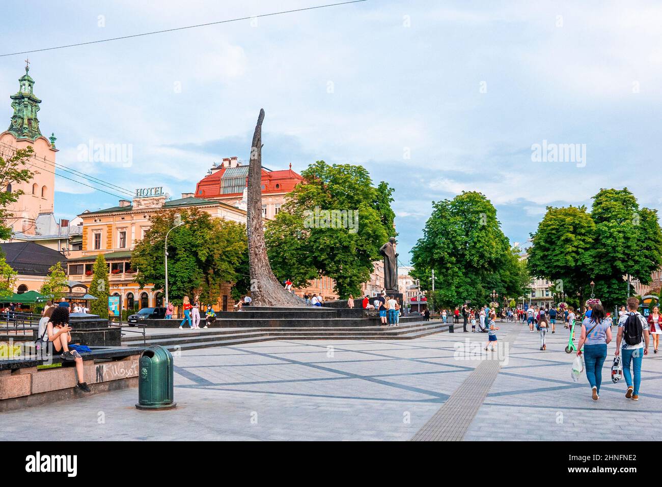 People walking at park beside The Taras Shevcheko Monument Stock Photo ...