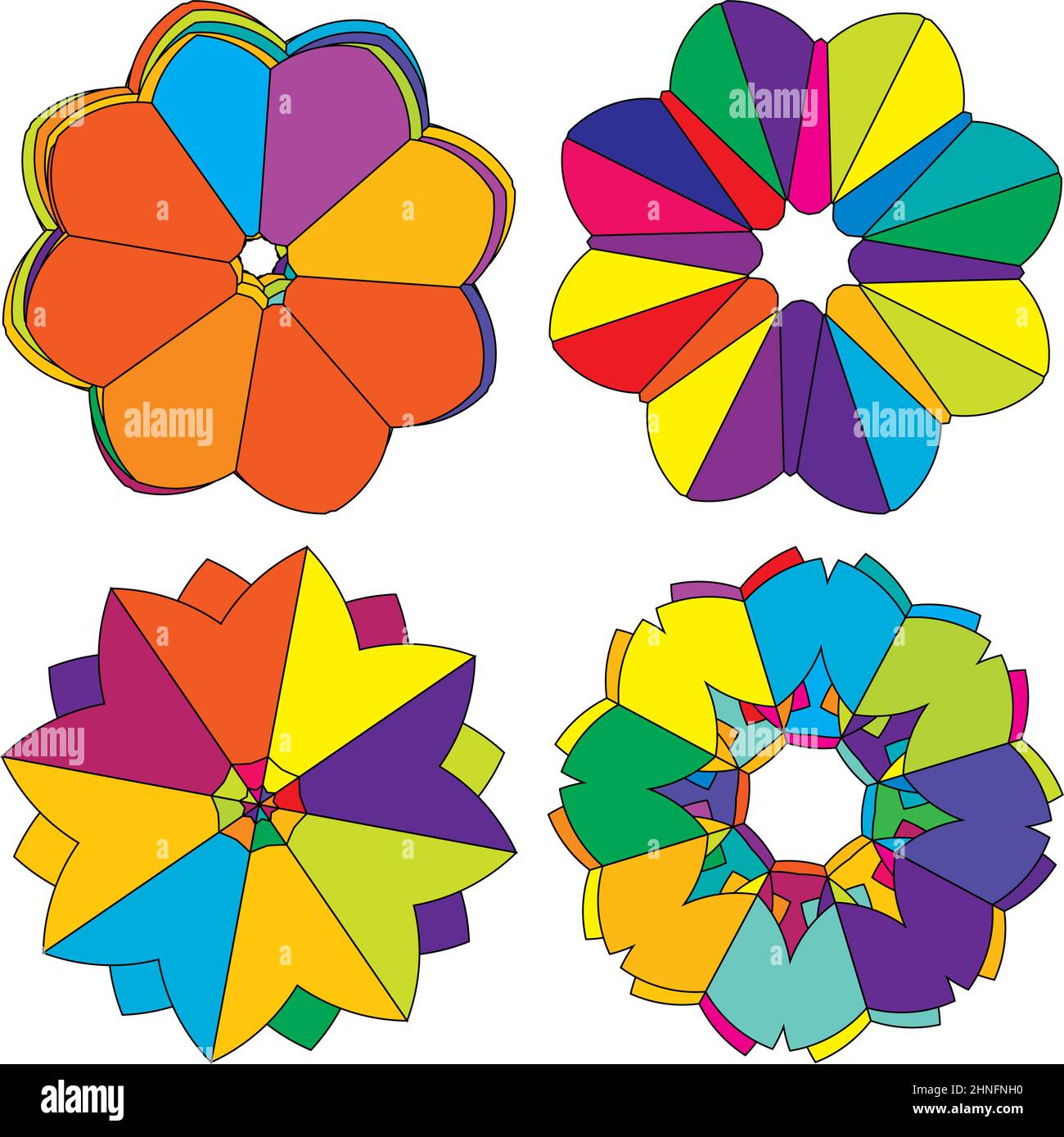 Colorful sacred geometry illustration, icon. Abstract lotus, flower ...