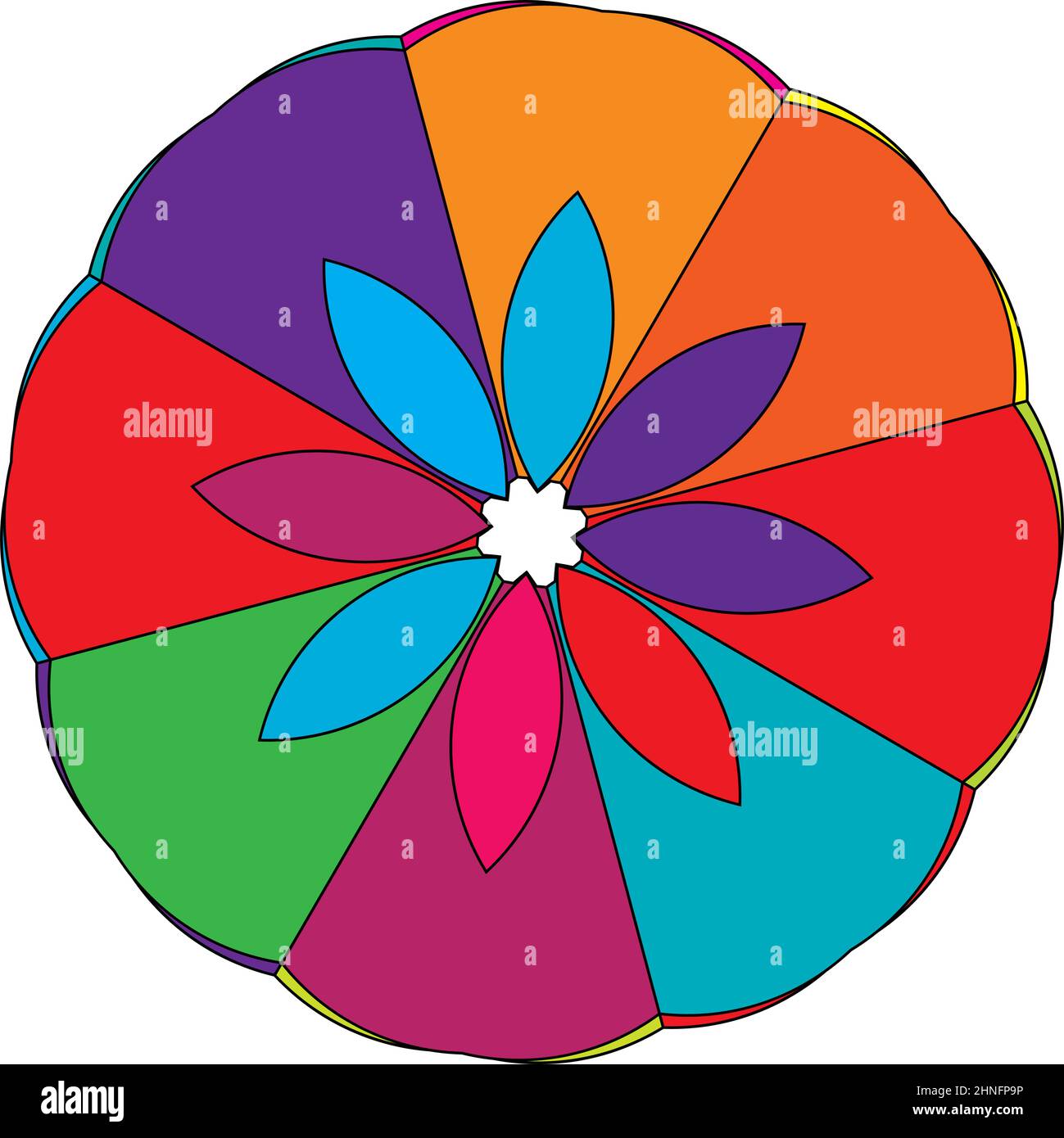 Colorful sacred geometry illustration, icon. Abstract lotus, flower ...