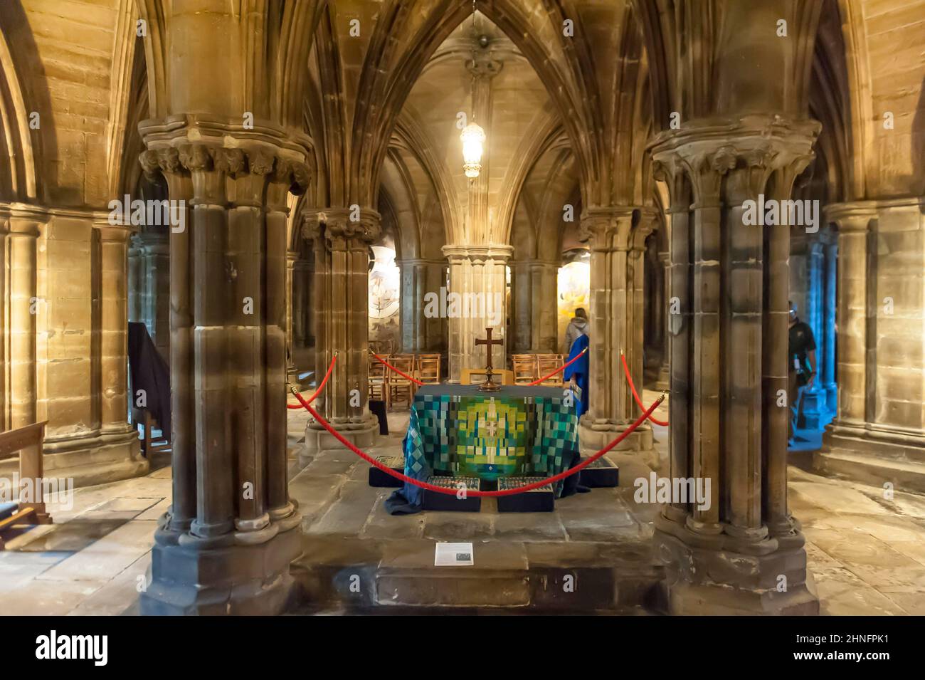 Gothic Lower Church of the Saint with Tomb, Crypt, St Mungo's Cathedral ...