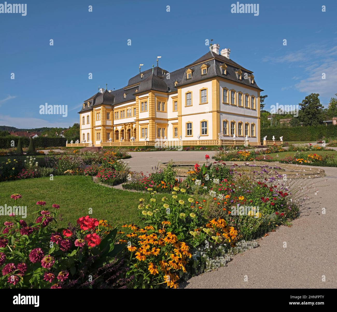 Rococo garden, fountain, castle, Veitshoechheim, Bavaria, Germany Stock ...