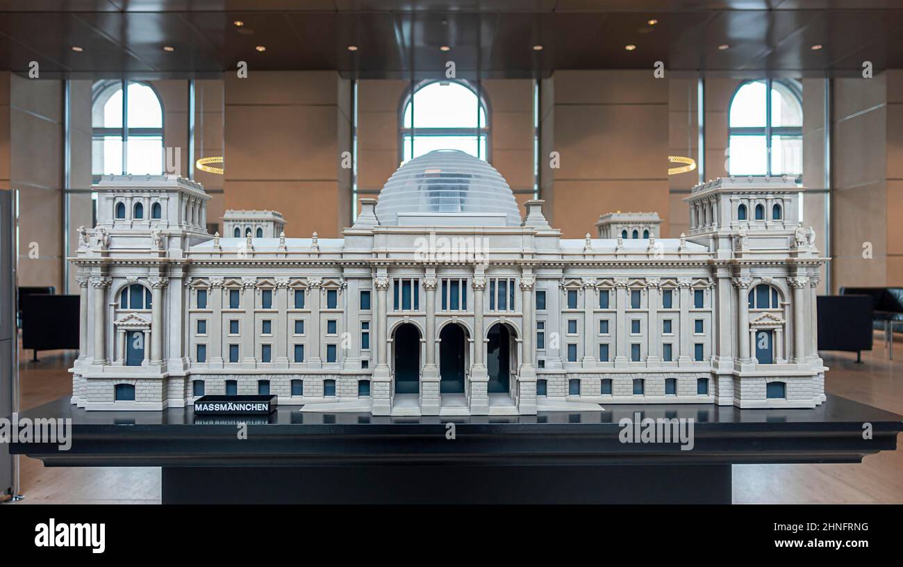 Model of the German Reichstag in the foyer of the building, Berlin ...