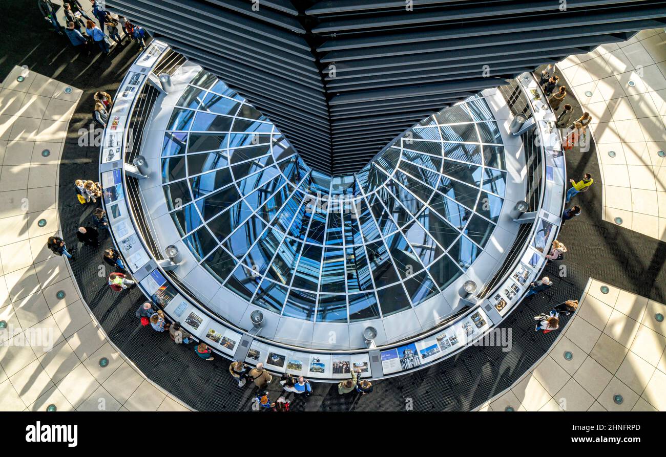 The walk-in glass dome inside the Reichstag building, Berlin, Germany ...