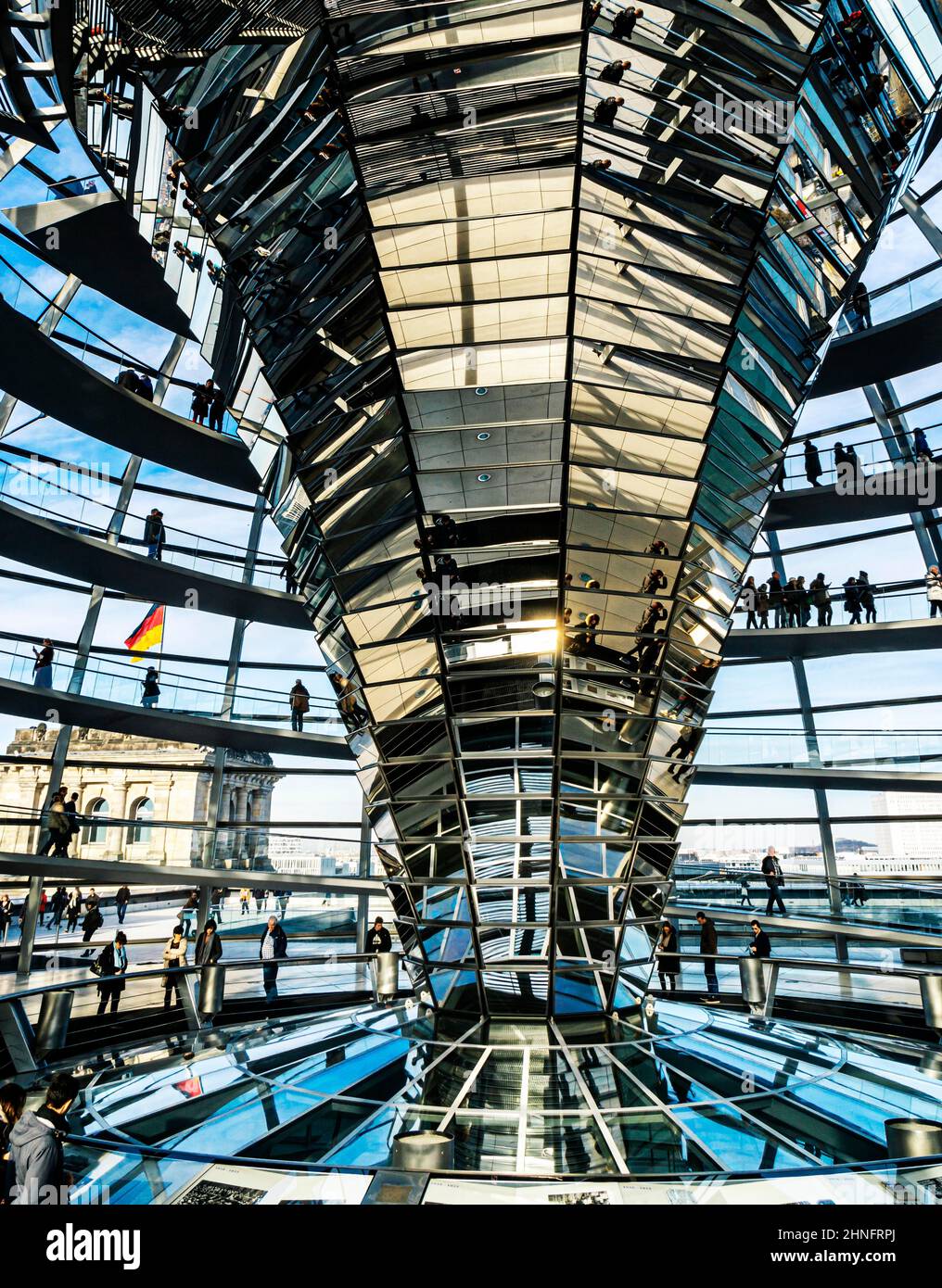 The walk-in glass dome inside the Reichstag building, Berlin, Germany ...