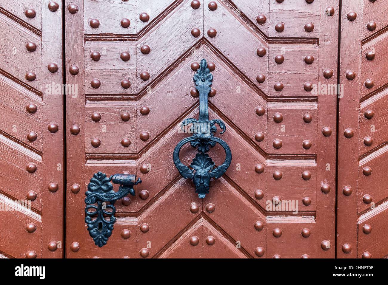 Detail of historic doors with iron forging Stock Photo - Alamy