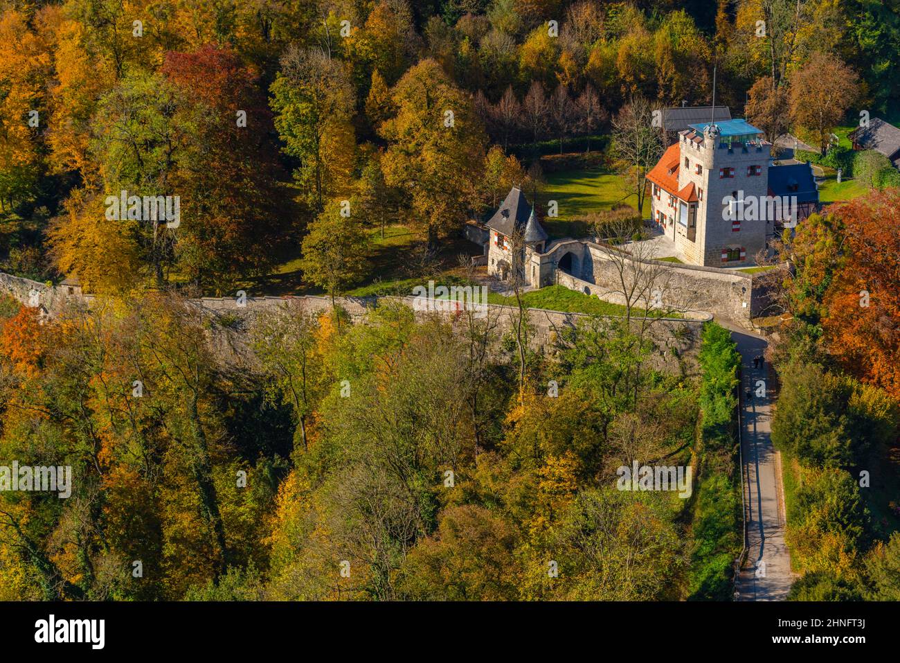View from Hohensalzburg Fortress, Freyschloessl fortification tower in ...
