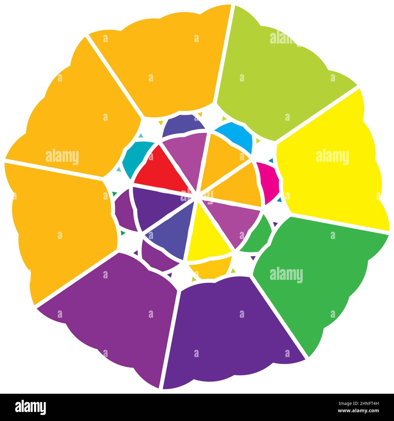 Colorful sacred geometry illustration, icon. Abstract lotus, flower ...