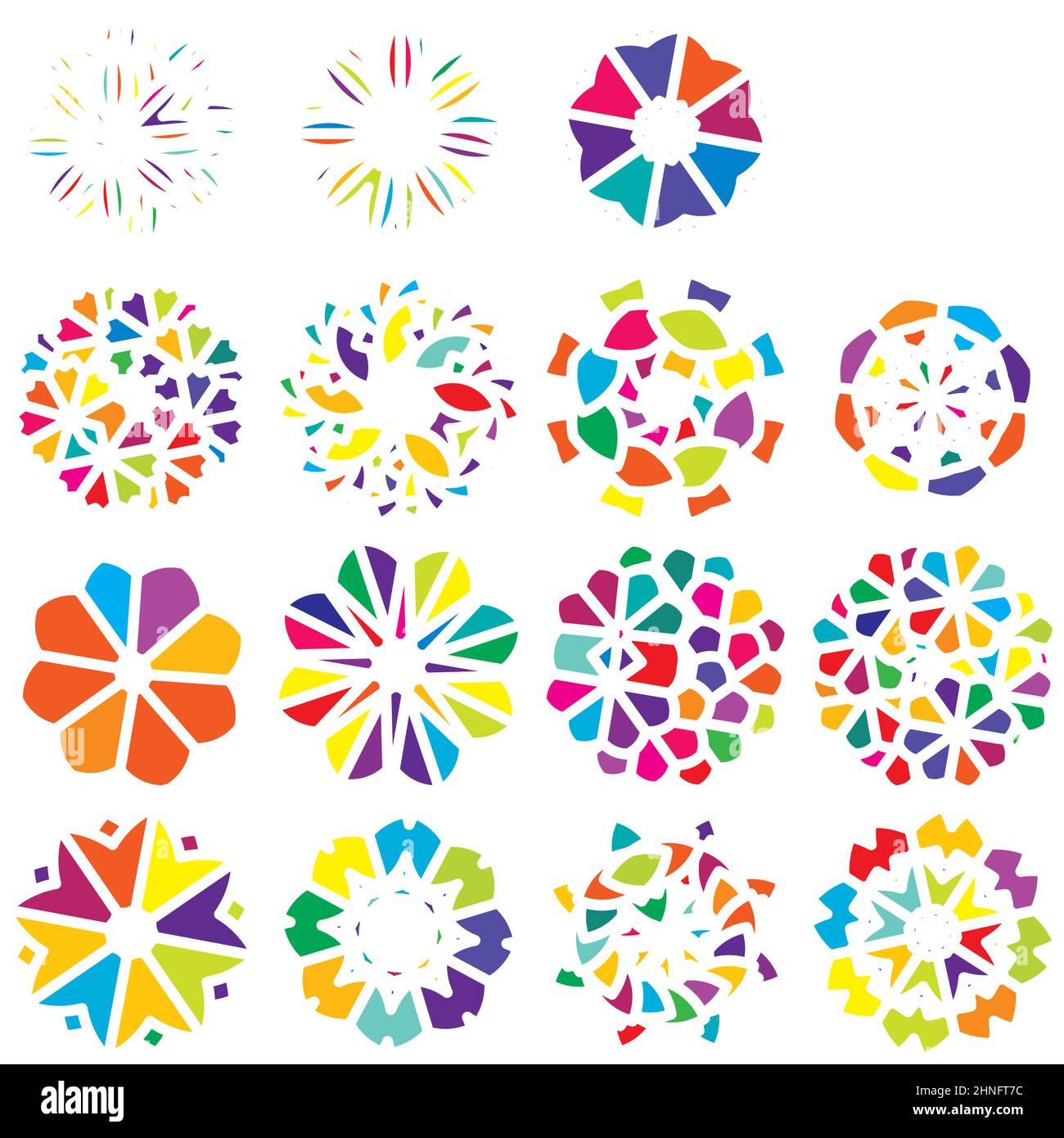 Colorful sacred geometry illustration, icon. Abstract lotus, flower ...