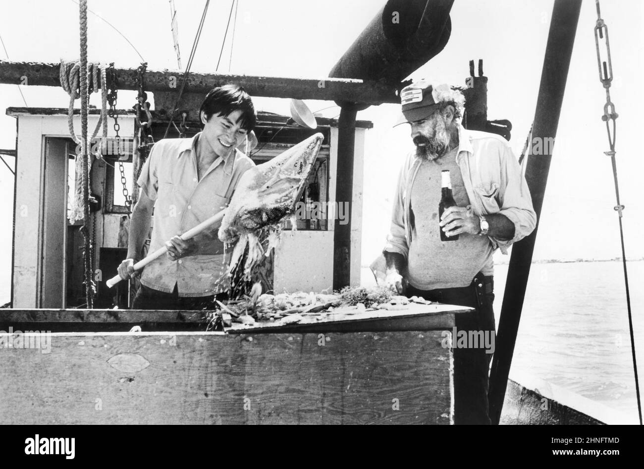 Ho Nguyen, Martin LaSalle, on-set of the Film, "Alamo Bay", Tri-Star ...