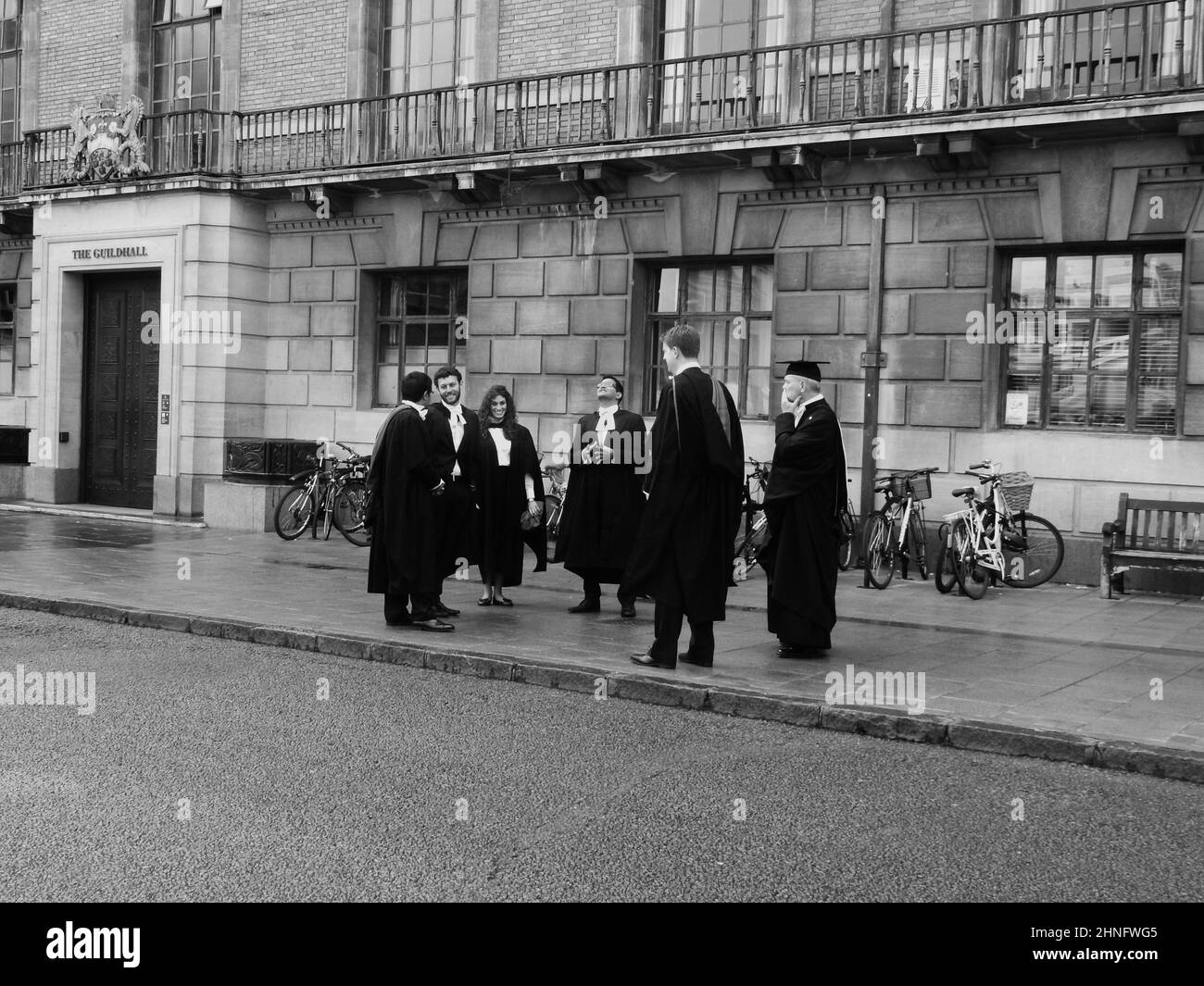 Grayscale of students in the university in the city of Cambridge Stock ...