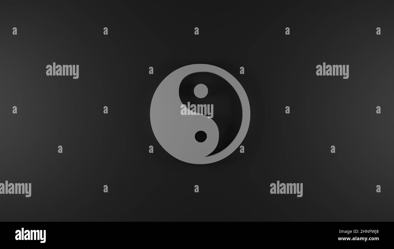 Frontal 3D illustration of the Ying Yang Stock Photo - Alamy