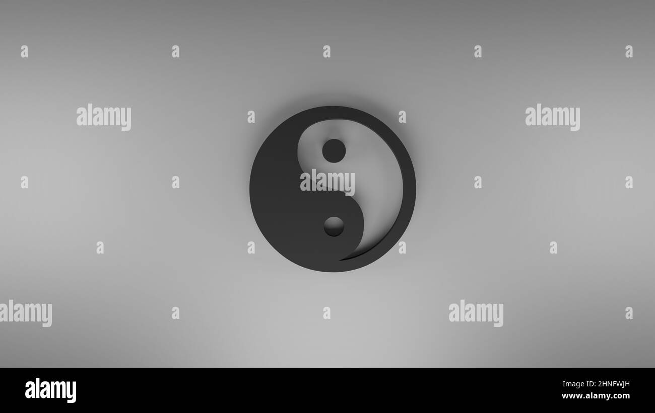 Frontal 3D illustration of the Ying Yang Stock Photo - Alamy
