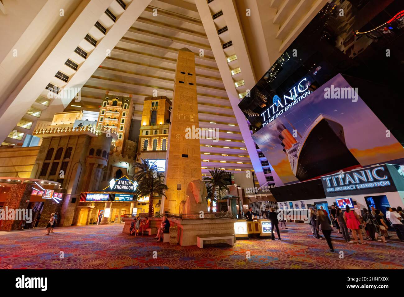 Las Vegas, AUG 6 2015 - Interior view of the Luxor Hotel and Casino ...