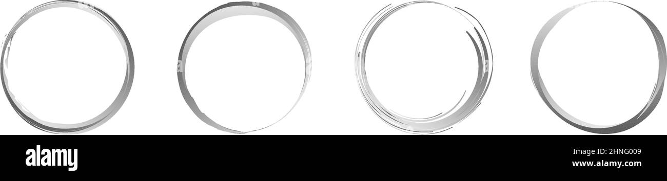 Grungy, grunge, textured circles, rings set. Circular smear, smudge ...