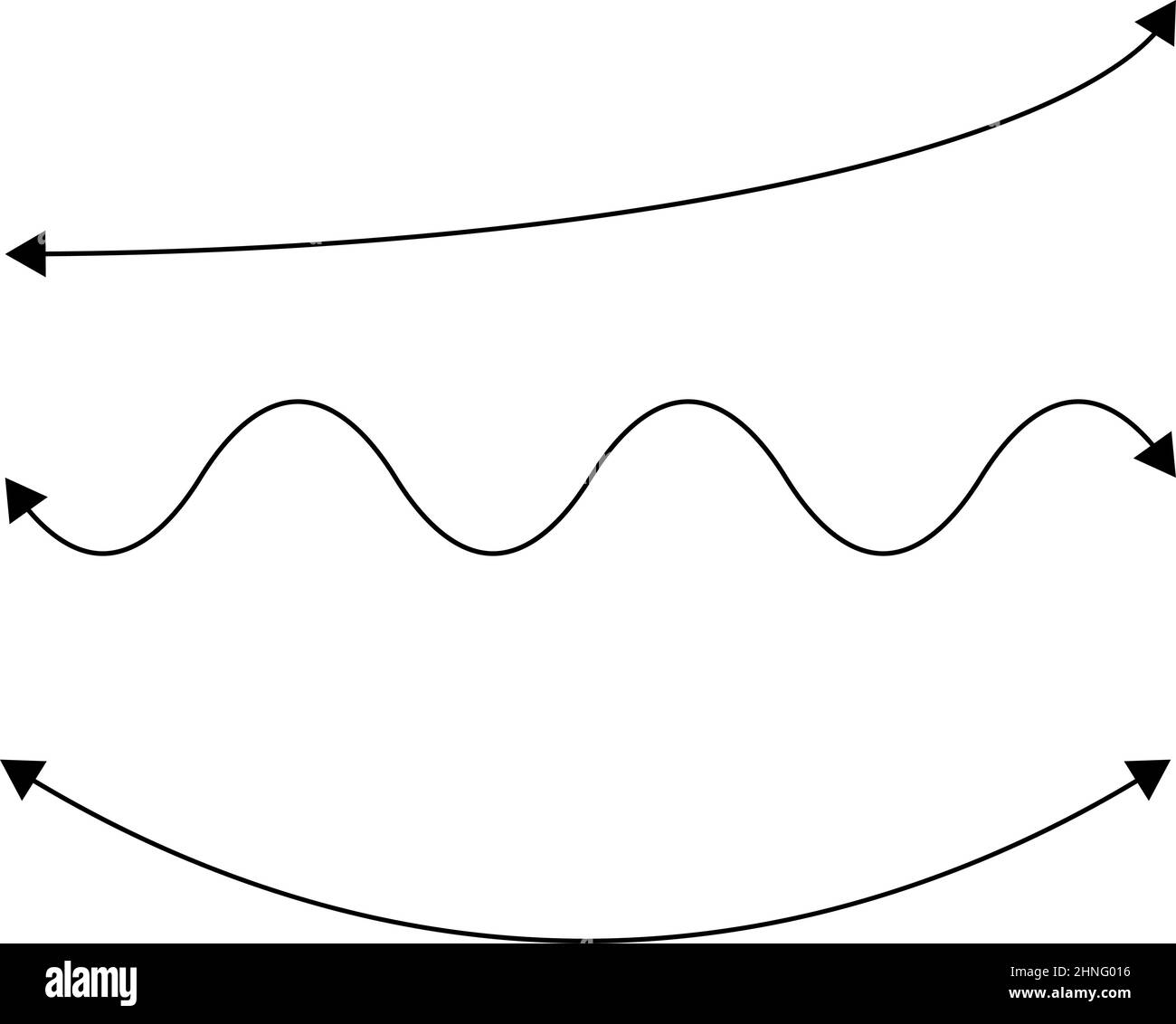 Curvy, wavy, waving arrows shape set - stock vector illustration, clip ...