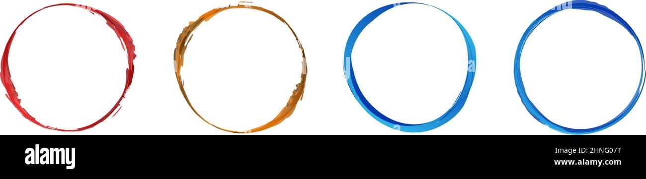 Grungy, grunge, textured circles, rings set. Circular smear, smudge ...