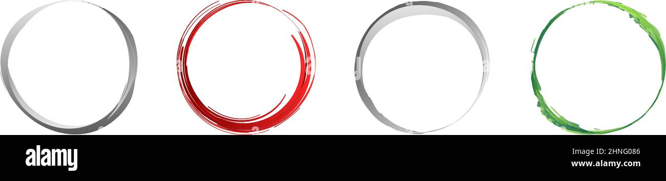 Grungy, grunge, textured circles, rings set. Circular smear, smudge ...