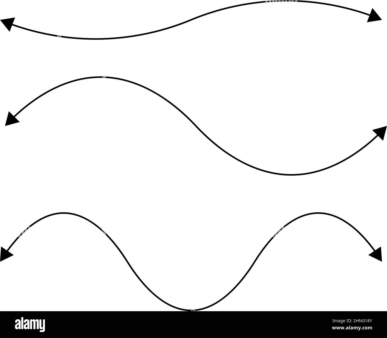 Curvy, wavy, waving arrows shape set - stock vector illustration, clip ...