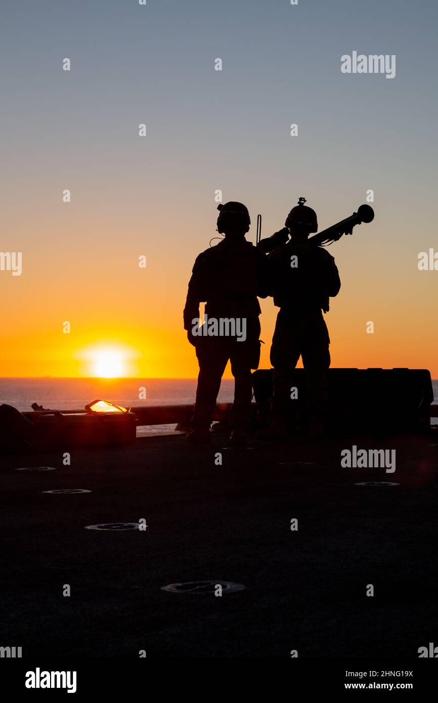 U.S. Marines with 3rd Low Altitude Air Defense (LAAD) utilize a Stinger ...