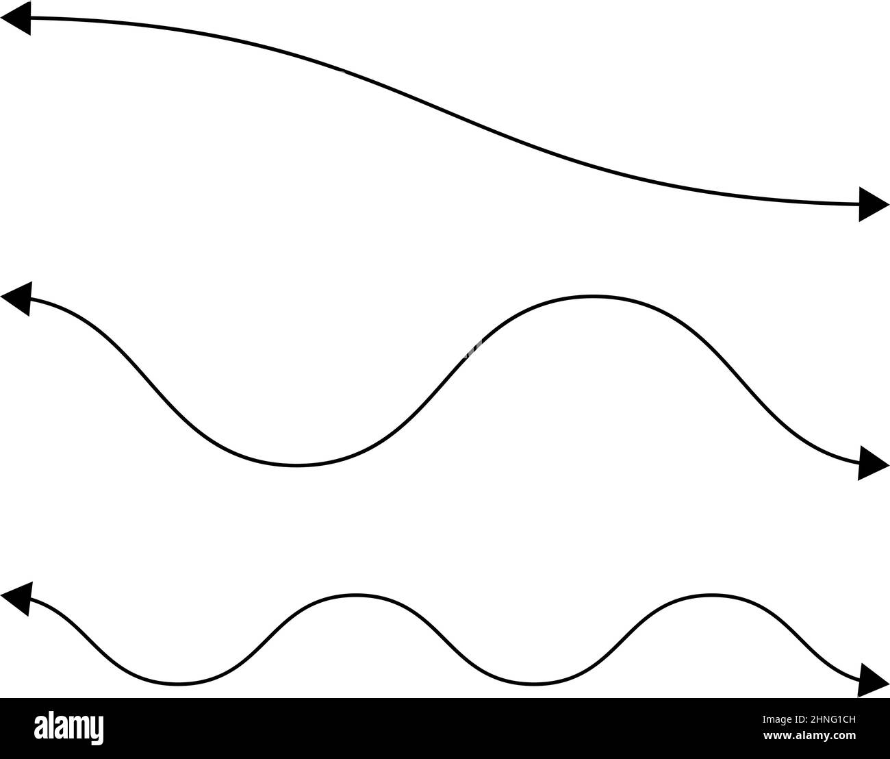 Curvy, wavy, waving arrows shape set - stock vector illustration, clip ...