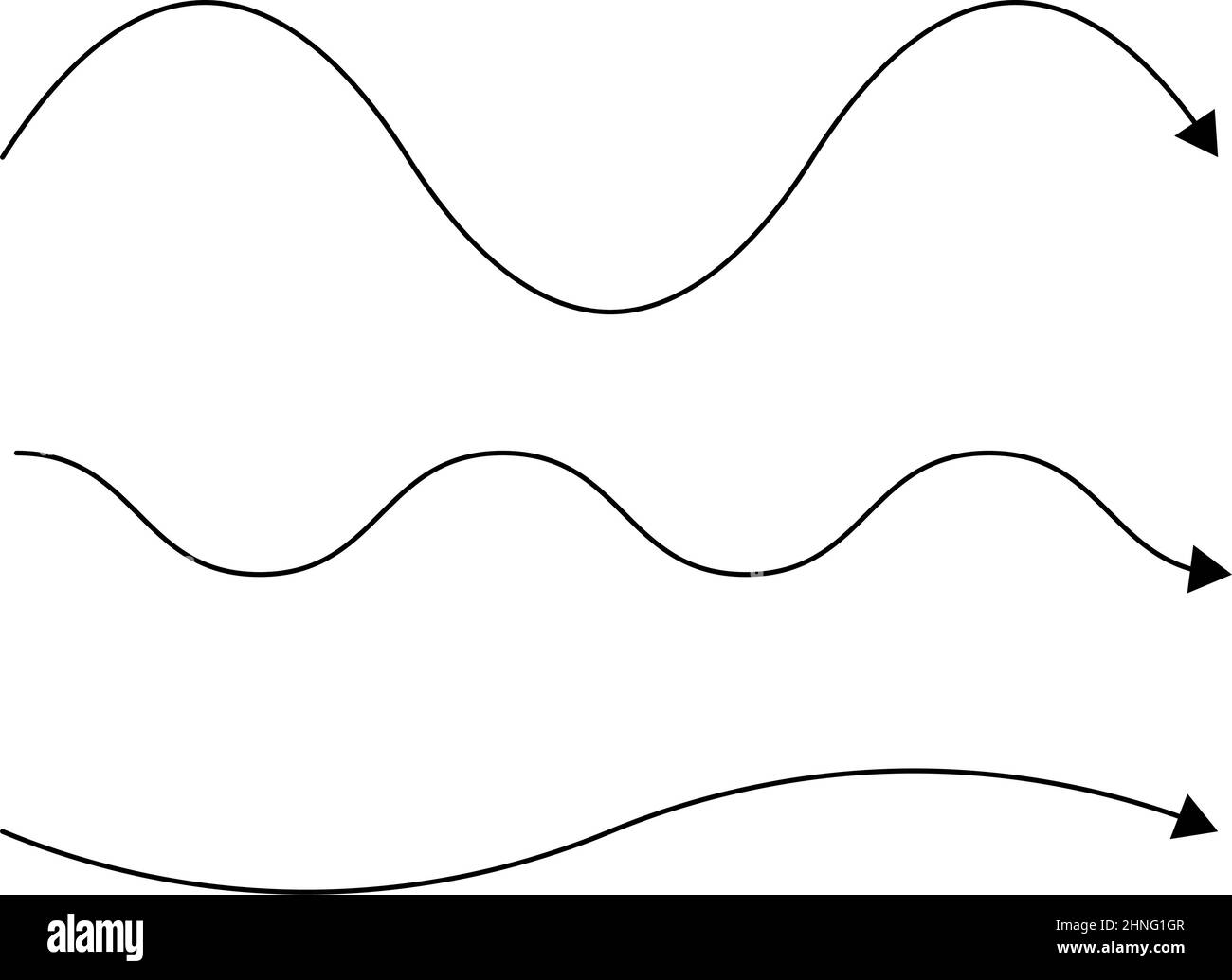 Curvy, wavy, waving arrows shape set - stock vector illustration, clip ...