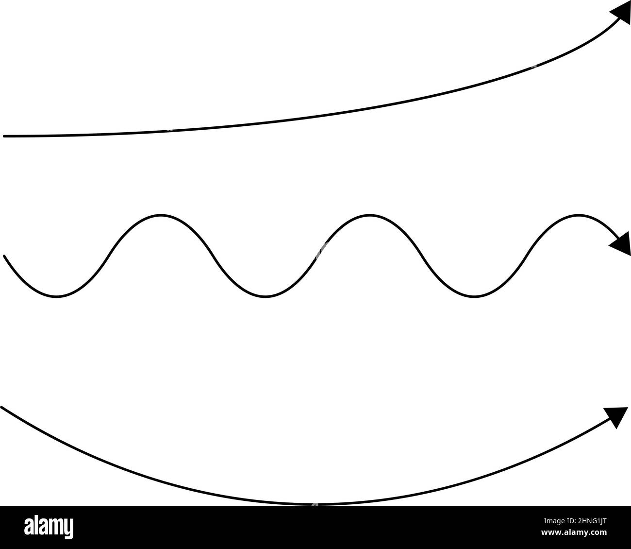 Curvy, wavy, waving arrows shape set - stock vector illustration, clip ...