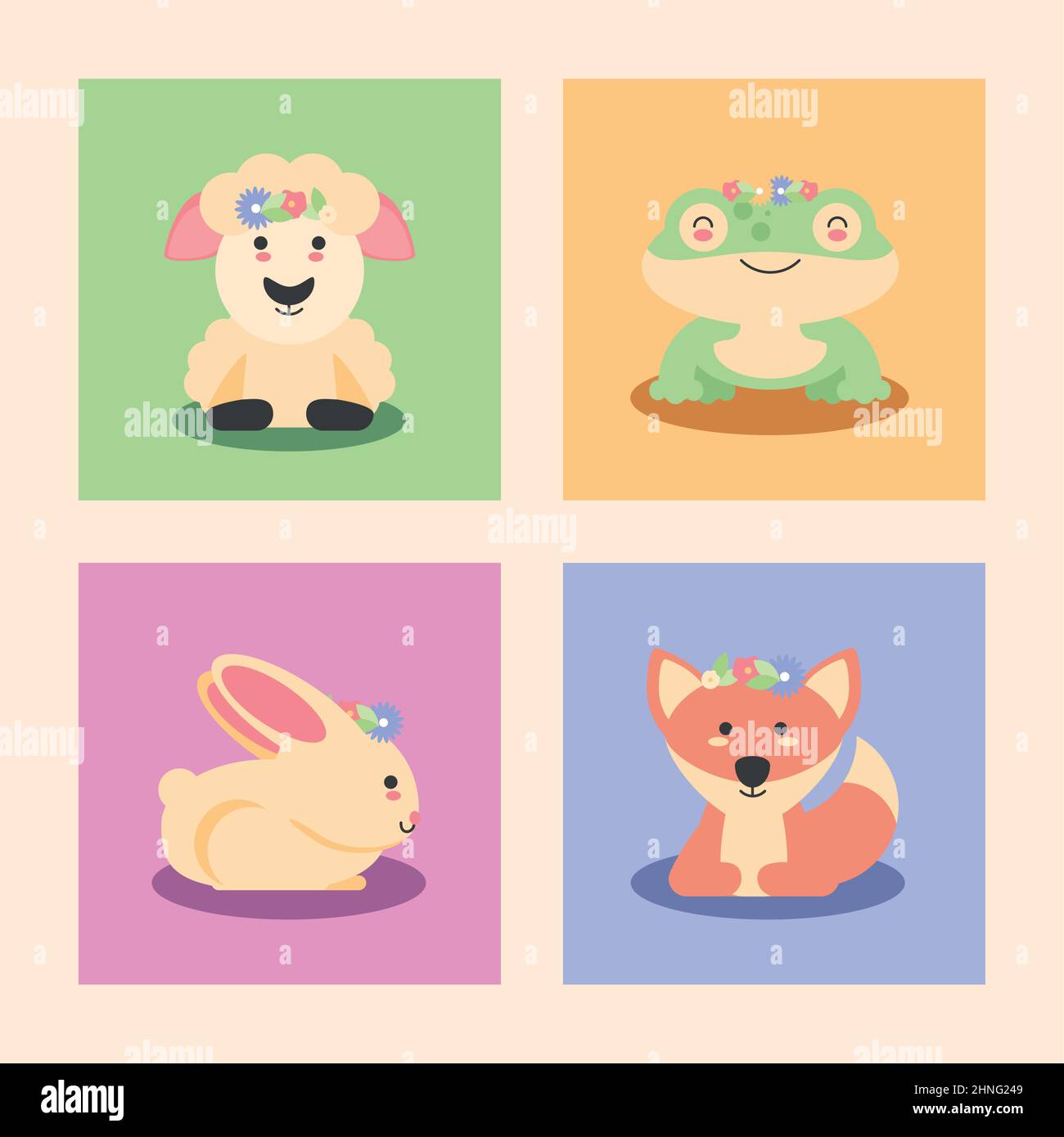 spring cute animals Stock Vector Image & Art - Alamy
