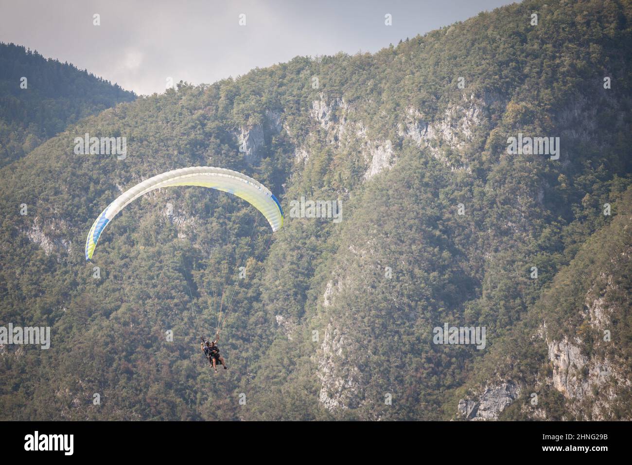 Picture of paraglider flying in the air with a white wing. Paragliding ...