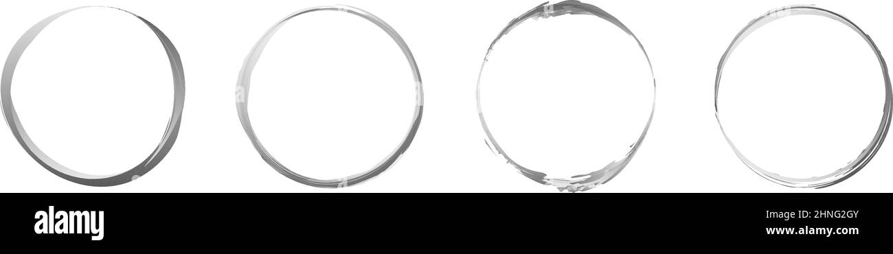 Grungy, grunge, textured circles, rings set. Circular smear, smudge ...