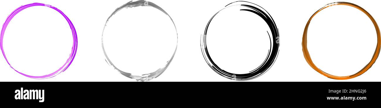 Grungy, grunge, textured circles, rings set. Circular smear, smudge ...