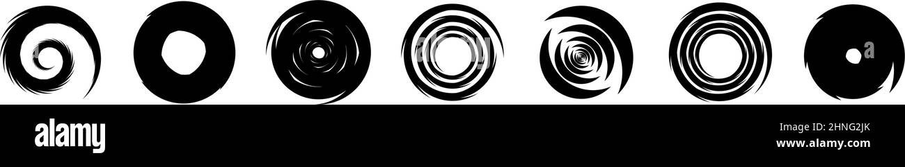 Set of abstract spiral, swirl, twirl and whirl elements. Cochlear ...