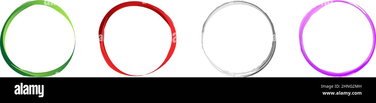 Grungy, grunge, textured circles, rings set. Circular smear, smudge ...