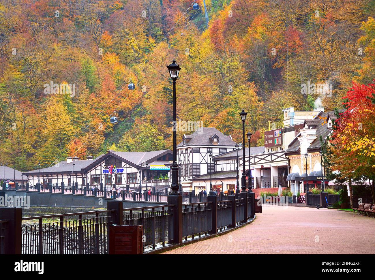 Rosa Khutor, Sochi, Russia, 11.01.2021. Olympic village in the Caucasus ...