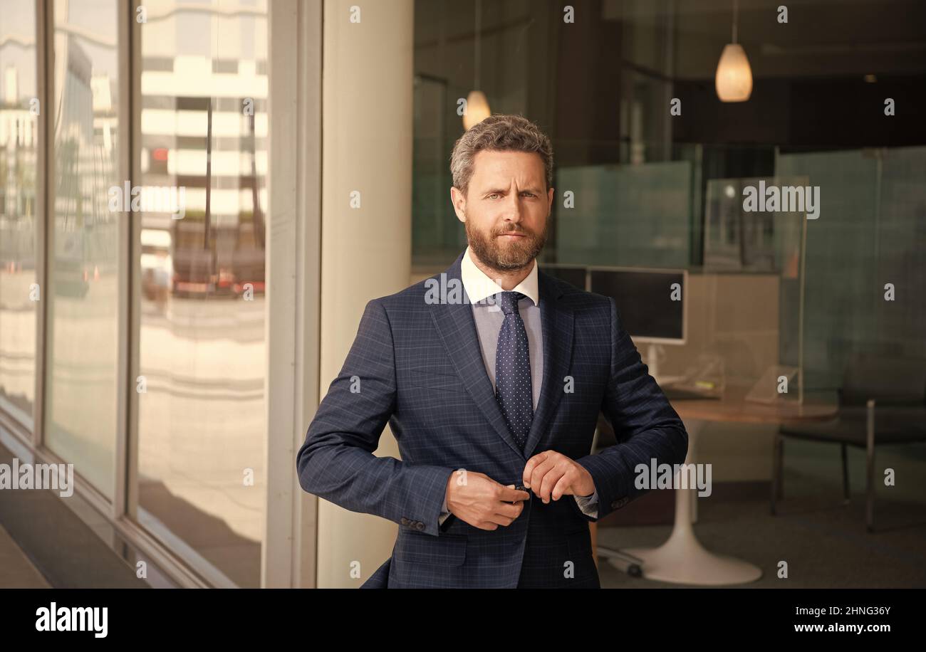 man businessman in businesslike suit at business office, business ...