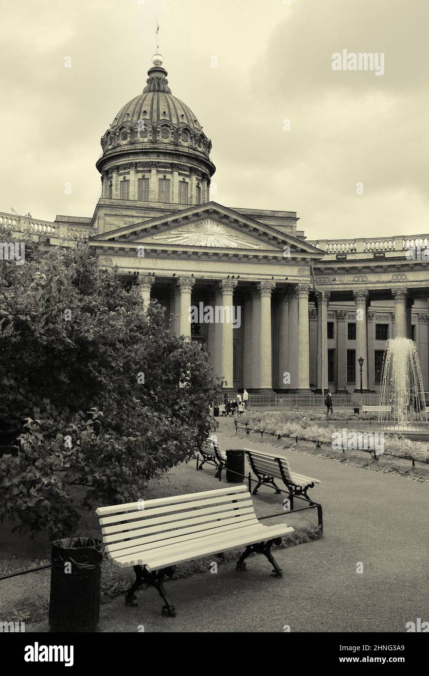 Saint Petersburg/Russia-01.09.2020: Central portico of the Kazan ...