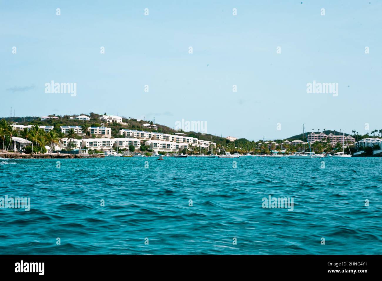Beautiful landscape view of blue water coastal in Caribbean, us virgin ...