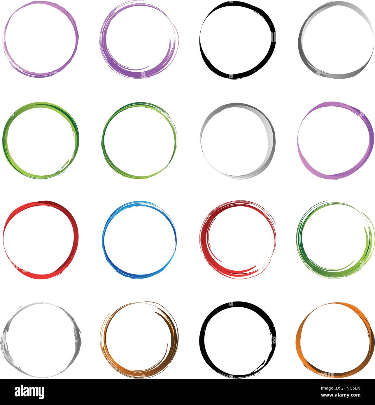 Grungy, grunge circle brushstroke with sketchy freehand paint, dye ...