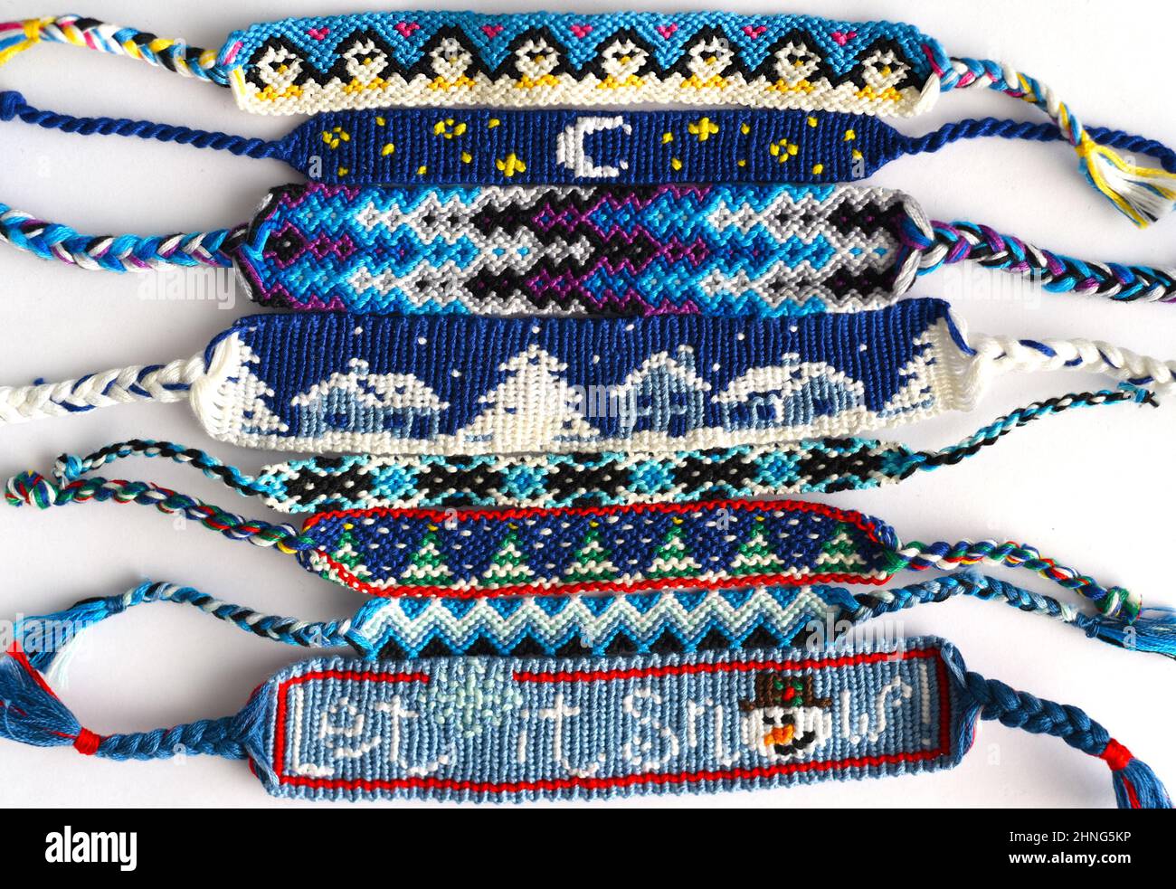 Woven DIY friendship bracelets handmade of embroidery floss with knots ...